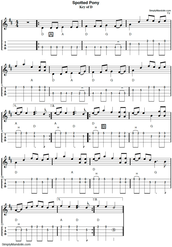 The Spotted Pony - mandolin tab and music - SimplyMandolin